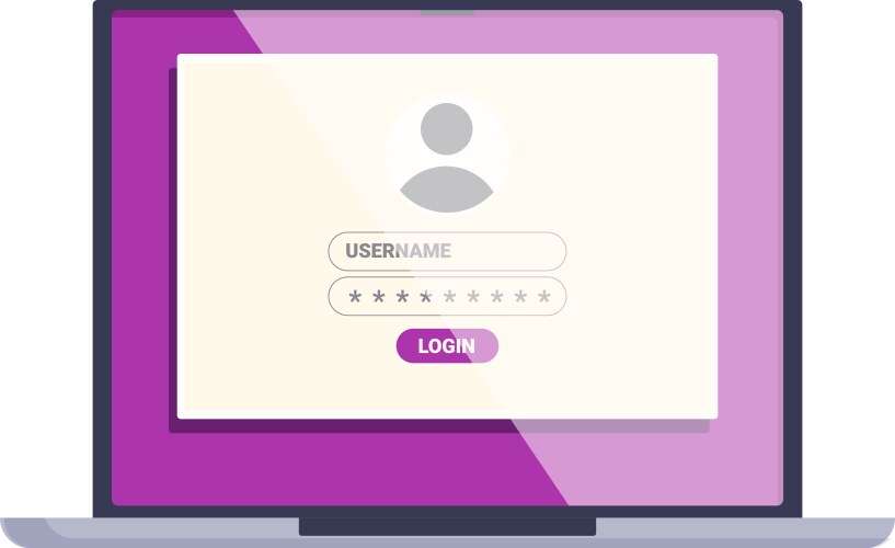 Computer monitor displaying a login screen Vector Image