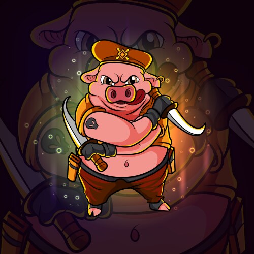 Magic mage pig esport logo design Royalty Free Vector Image