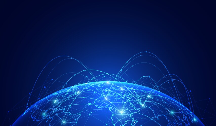 Global network connection world map point Vector Image