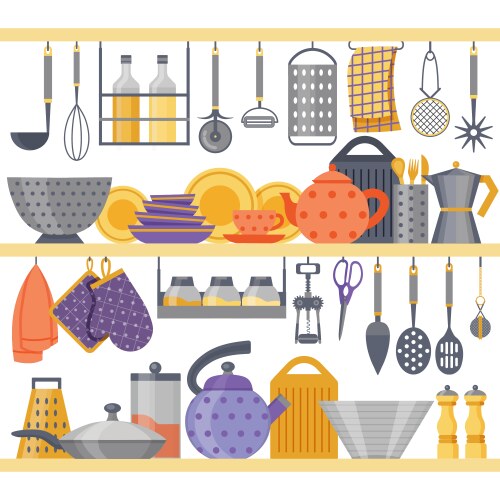 Set of kitchen items Royalty Free Vector Image