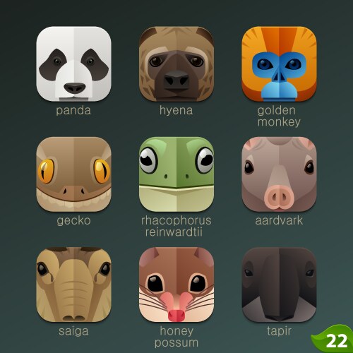 Animal faces for app icons-set 24 Royalty Free Vector Image