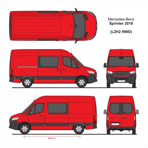 Mercedes sprinter cargo van l2h2 fwd 2018 Vector Image