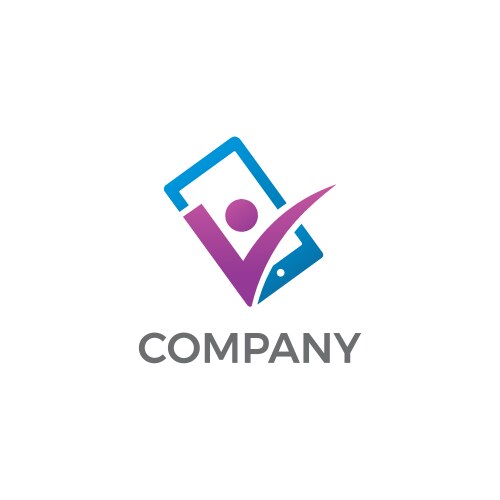 Mobile phone with geek face logo Royalty Free Vector Image