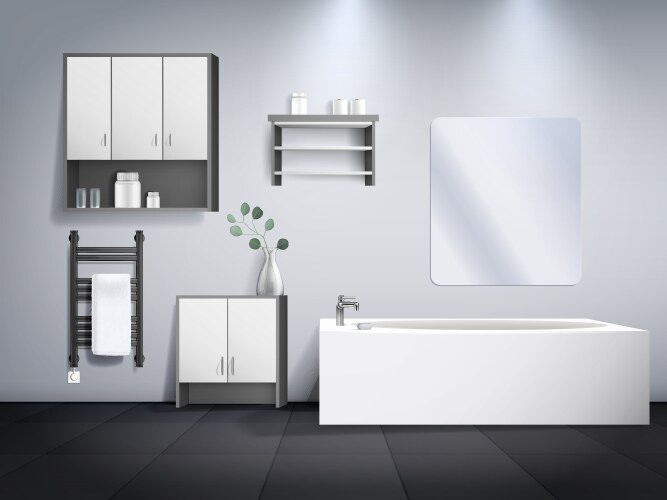 Bathroom interior realistic background Royalty Free Vector