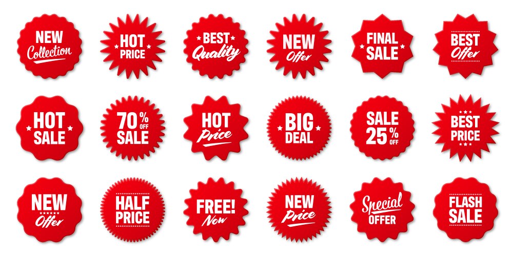 Red starburst sale price stickers and labels set Vector Image