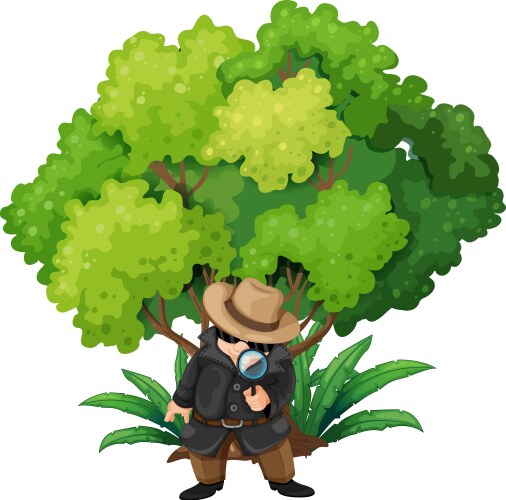 An angry lumberjack near the giant old tree Vector Image