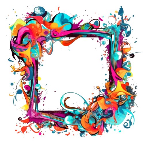 Graffiti painted colorful floral frame border Vector Image