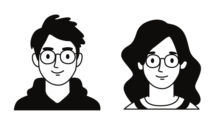 Cute people avatar icons user profile line Vector Image