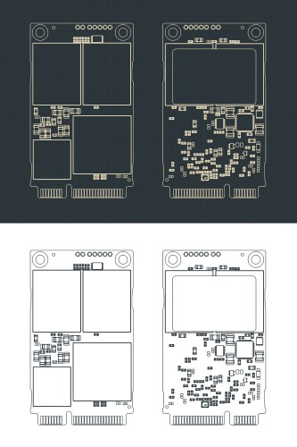 Nvme m2 ssd drawings Royalty Free Vector Image
