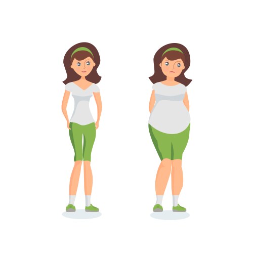 Abdomen fat overweight woman with a big belly Vector Image