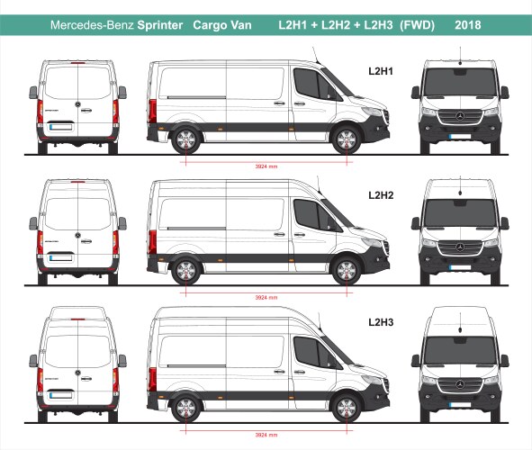 Mercedes-Benz Sprinter L2H2 Cargo Van 2018 Templat