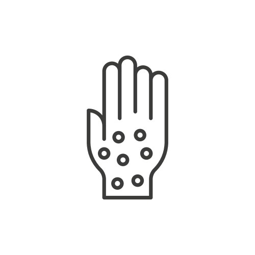 Rash hand line icon isolated on white background Vector Image