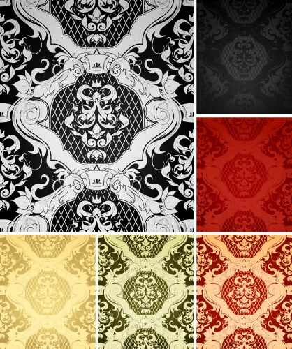Seamless wallpaper pattern set of six colors Vector Image