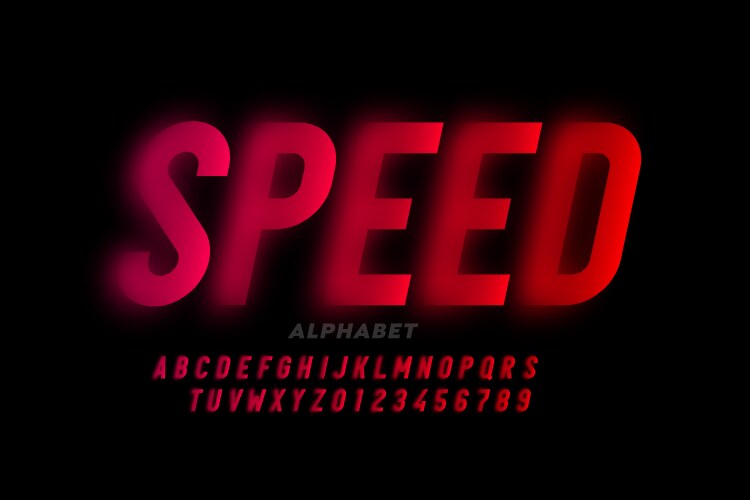 Speed letters set red race font italic bold Vector Image