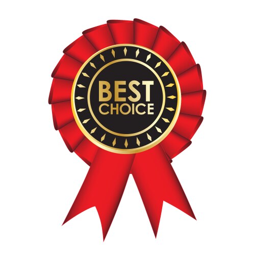 Red award ribbon winner badge ceremony Royalty Free Vector
