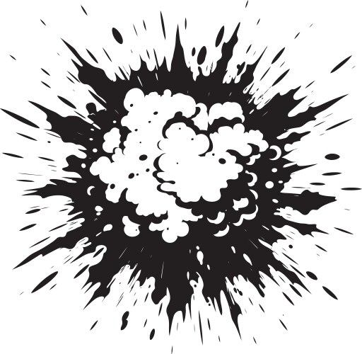 Dynamic detonation cartoon black blast Royalty Free Vector