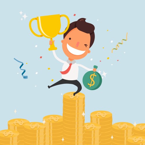 Business cartoon character success Royalty Free Vector Image