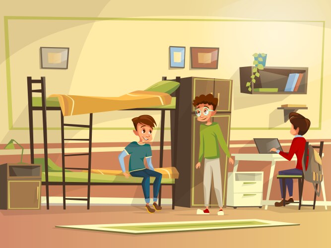 Cartoon cheerful college students set Royalty Free Vector