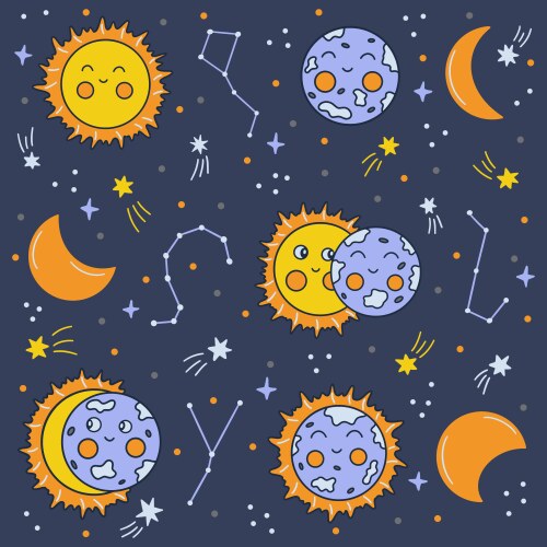 Lunar eclipse phases stars and constellations Vector Image