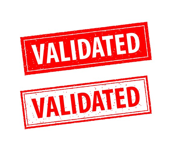 Checked are written on red and white stamps Vector Image