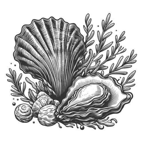 Seashells Black and White Clipart Vector Images (over 250)