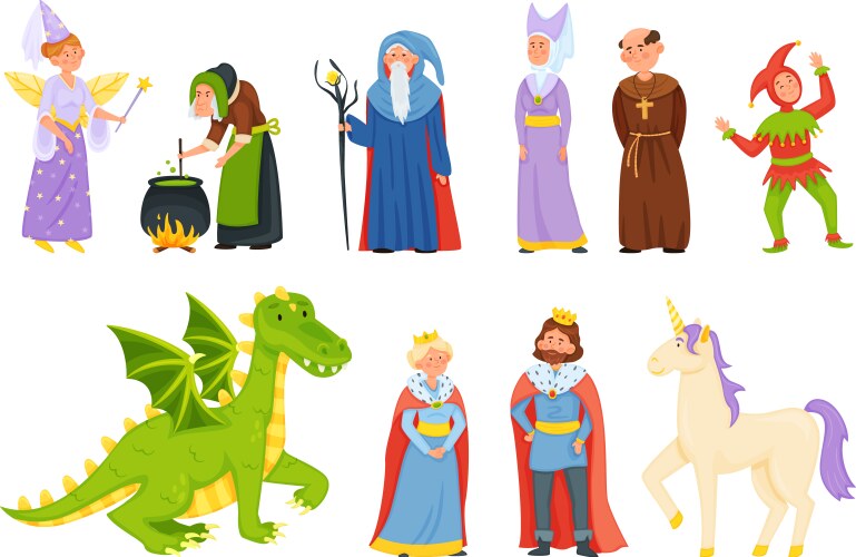 Fairytale characters fantasy medieval magic Vector Image