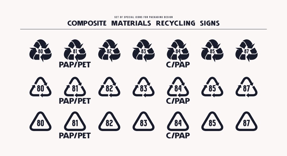 Recycling code arrow icons Royalty Free Vector Image