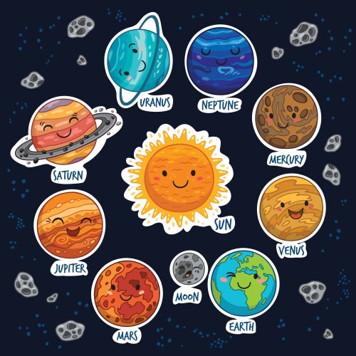 Medieval solar system planets Royalty Free Vector Image