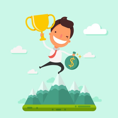 Business cartoon character success Royalty Free Vector Image