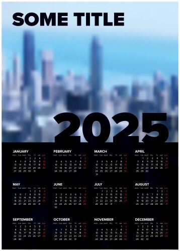 Dark calendar template for the year 2025 weeks Vector Image