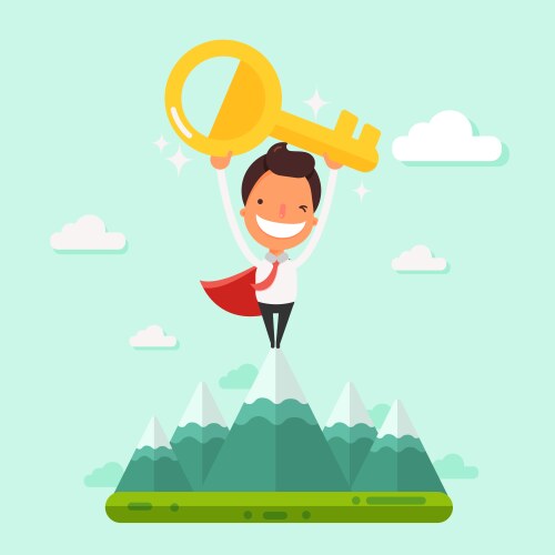 Business cartoon character success Royalty Free Vector Image
