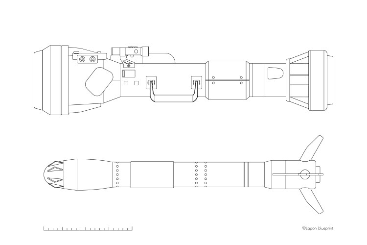 Outline rocket launcher side view antitank rifle Vector Image
