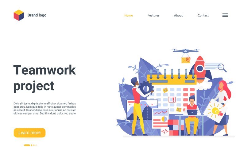 Meet our team landing page corporate people Vector Image