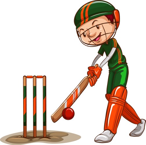 Cricket player action cartoon sport graphic Vector Image