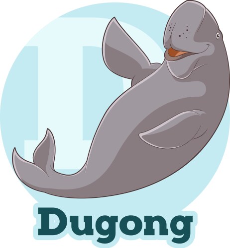 Cartoon smiling dugong Royalty Free Vector Image