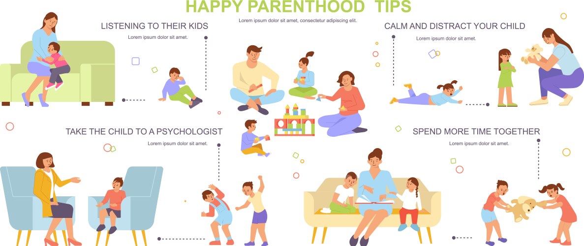 Family psychologist flat background Royalty Free Vector