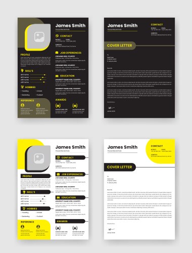 Resume and cover letter layout set template Vector Image