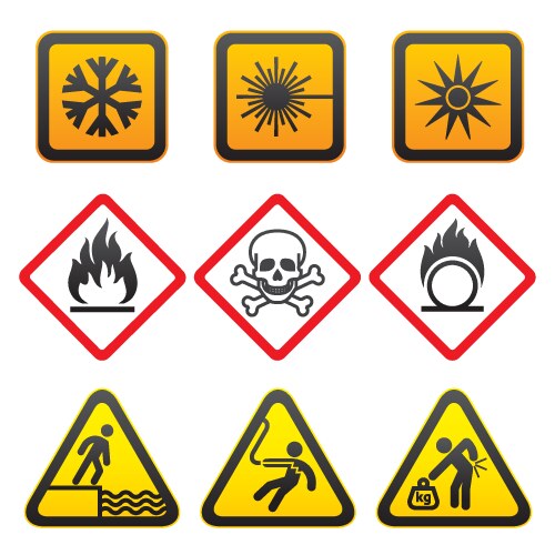 Hazard signs Royalty Free Vector Image - VectorStock