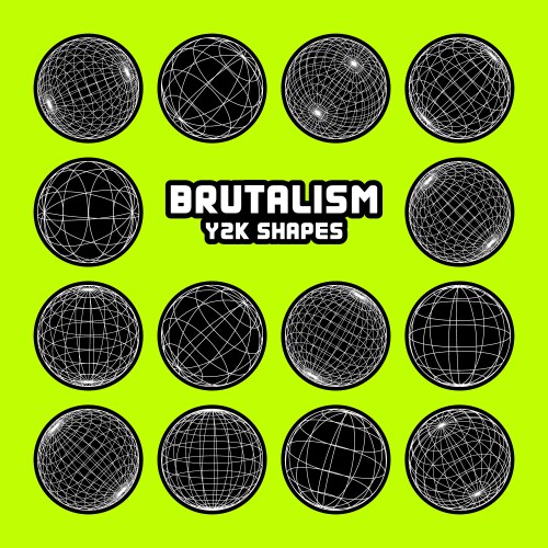 Wireframe shapes lined sphere perspective mesh 3d Vector Image