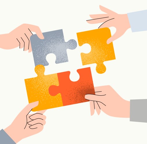 Teamwork Puzzle Hands Vector Images (over 7,600)