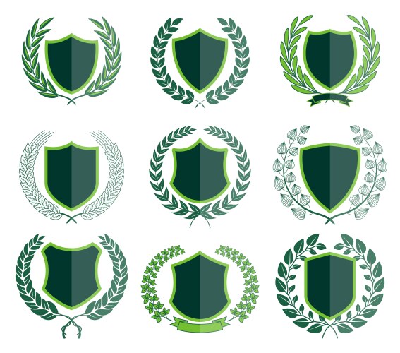 Luxury green badges laurel wreath templates Vector Image