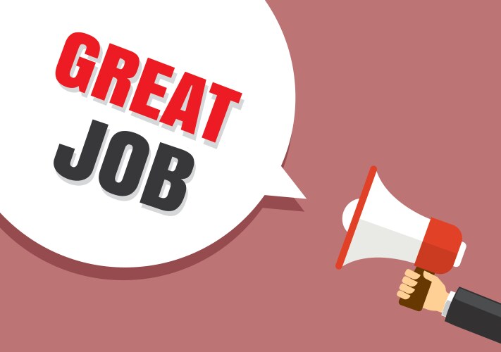 Great job congratulations golden label with thumb Vector Image