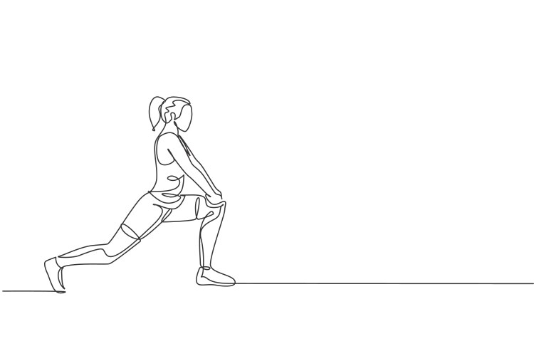 One single line drawing of fit young athlete Vector Image