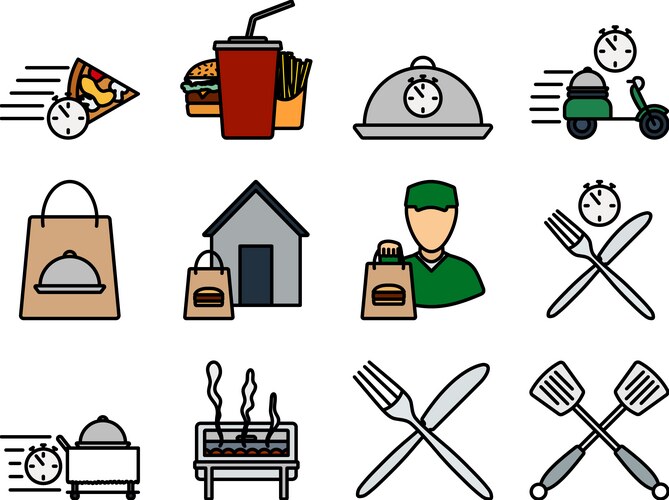 16 restaurant icon collection Royalty Free Vector Image