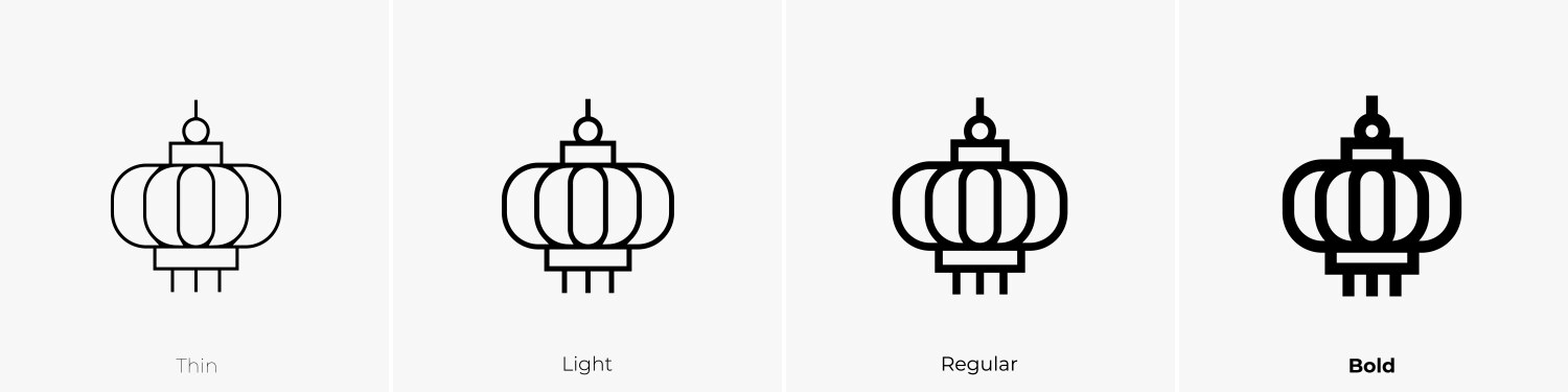 Chinese lantern icon thin light regular and bold Vector Image