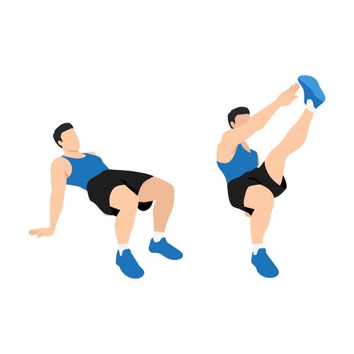 Man doing seated toe touch stretch exercise flat Vector Image