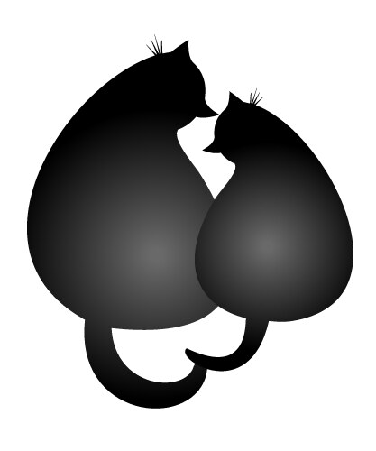 Two cats sitting together couple of cute happy Vector Image