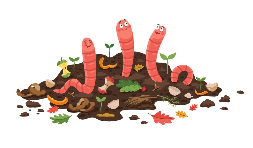 Ground cutaway with earthworms Royalty Free Vector Image