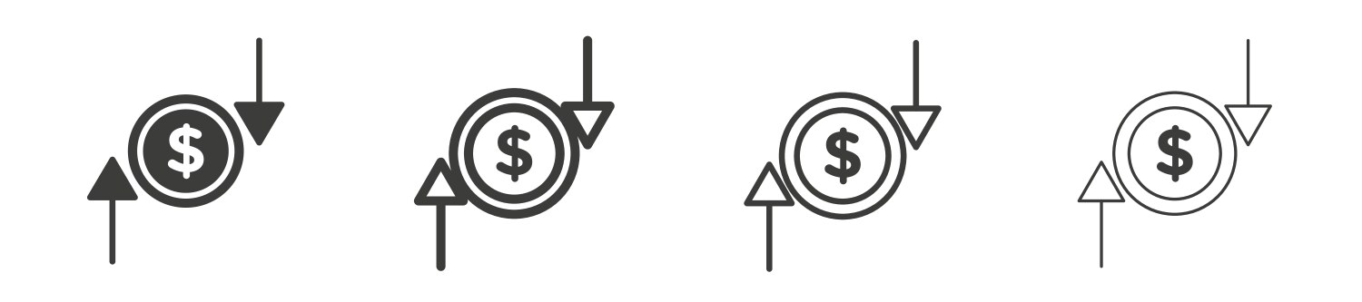 Operating profit loss icon set on white background