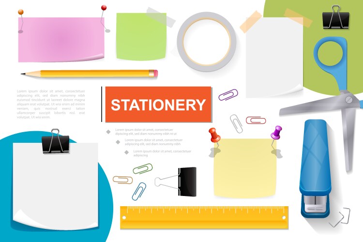Realistic stationery bright template Royalty Free Vector